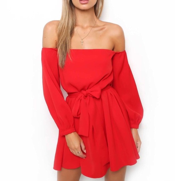 Just Like Friday | Dresses | My Angel Red Off Shoulder Mini Dress ...